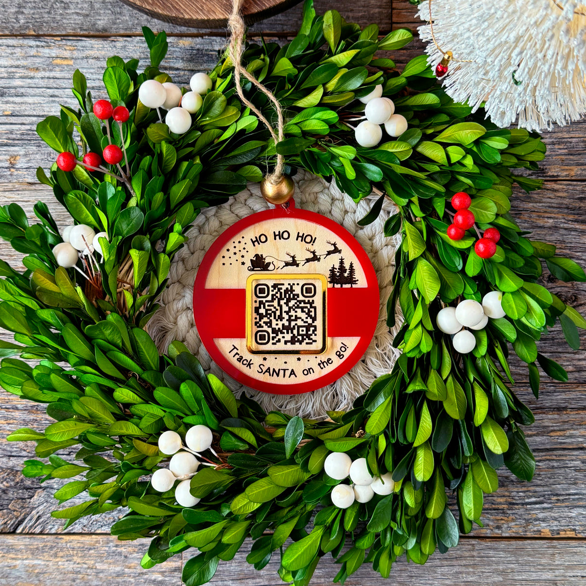 Santa Tracker ornament, QR Code Santa Ornament, NORAD QR code Santa tr ...