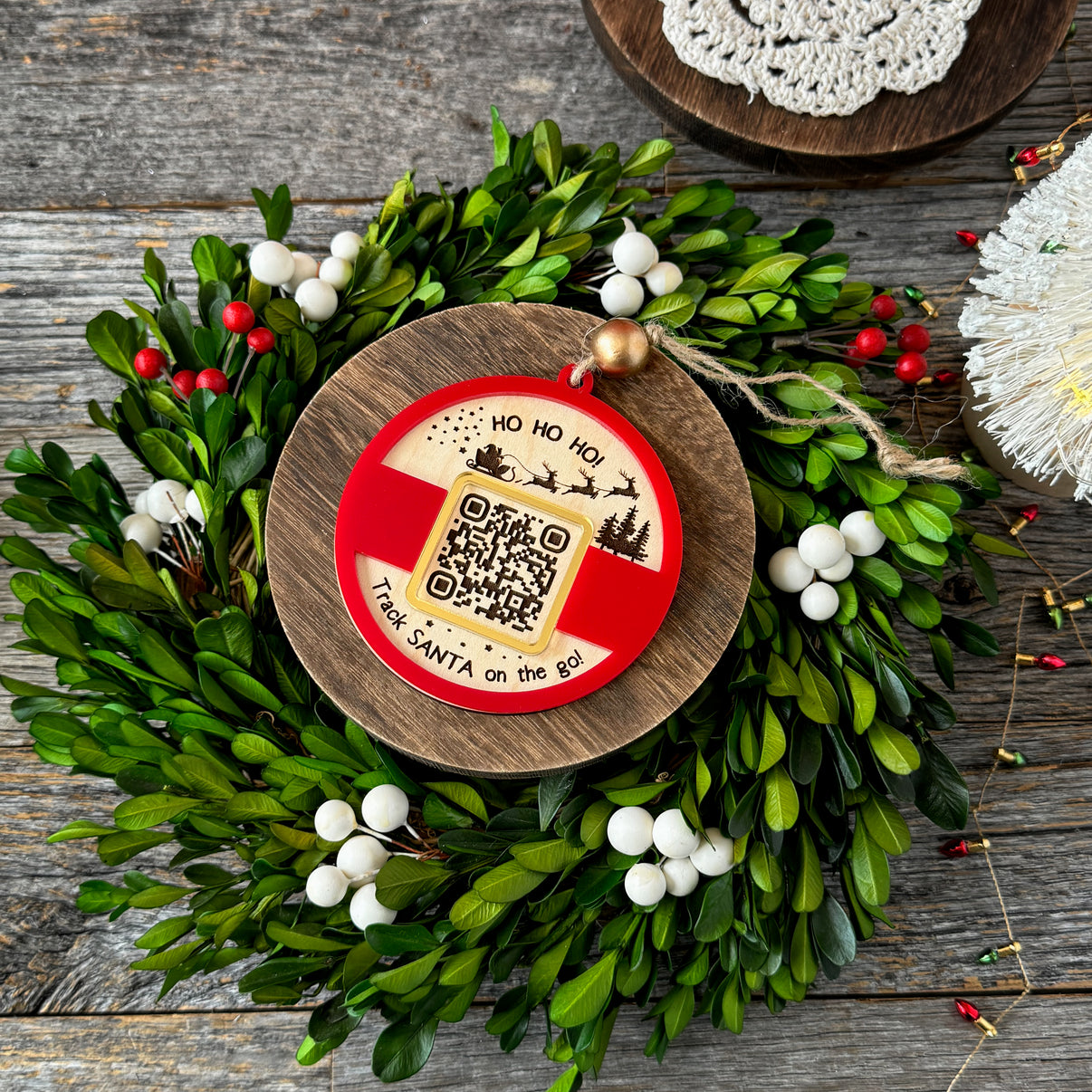 Santa Tracker ornament, QR Code Santa Ornament, NORAD QR code Santa tr ...