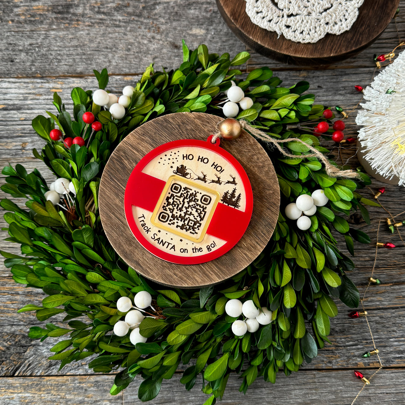 Santa Tracker ornament, QR Code Santa Ornament, NORAD QR code Santa tr ...