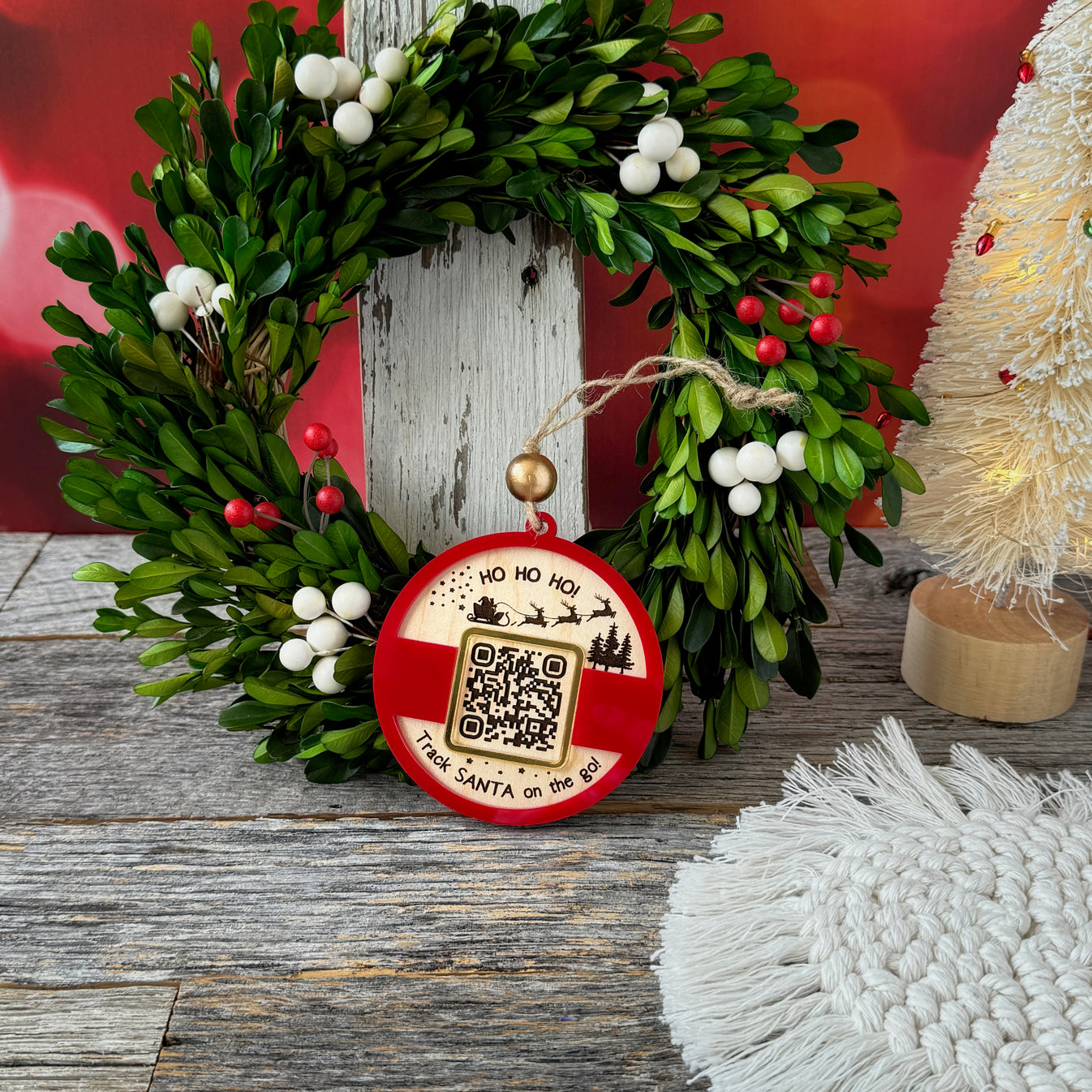 Santa Tracker ornament, QR Code Santa Ornament, NORAD QR code Santa tr ...