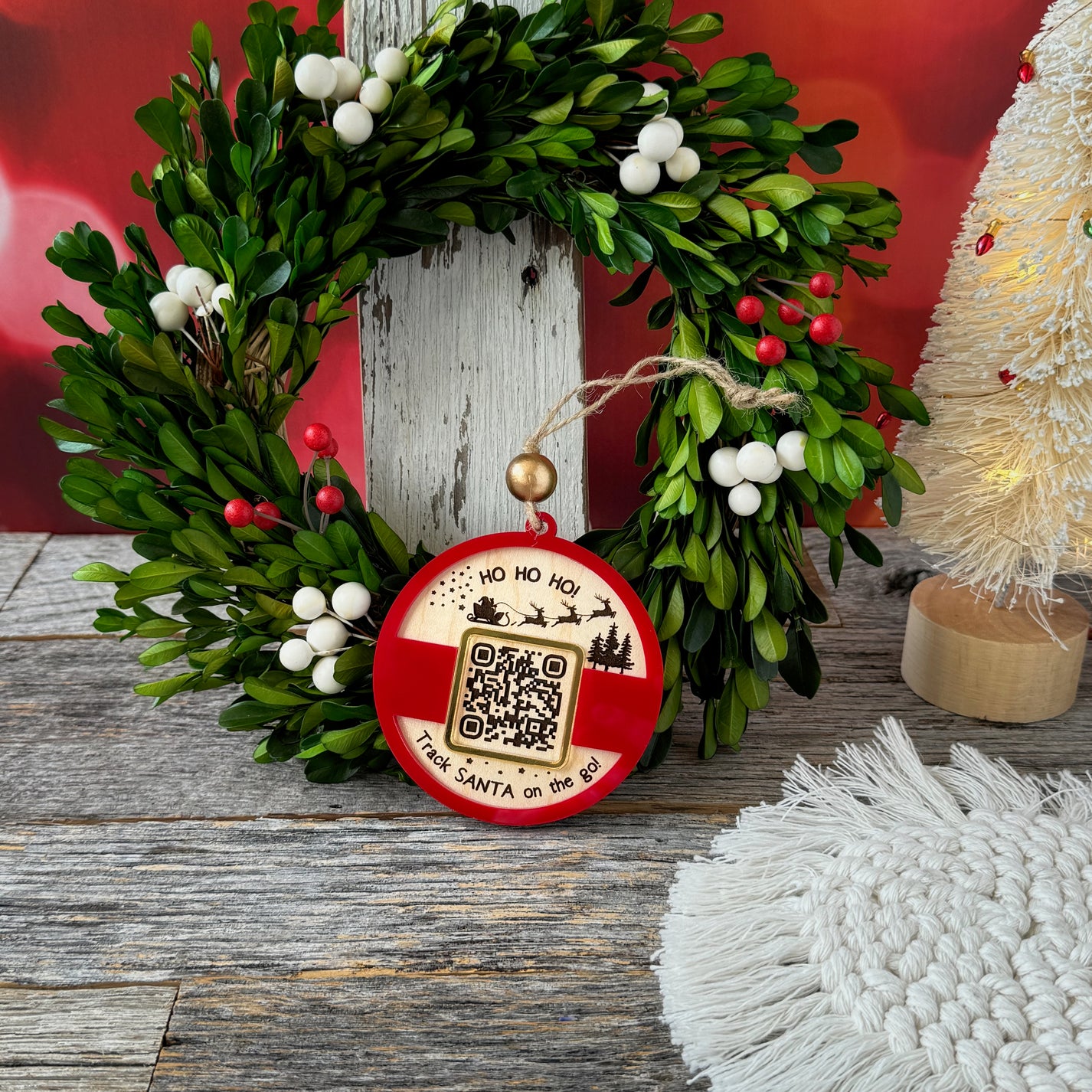 Santa Tracker ornament, QR Code Santa Ornament, NORAD QR code Santa tr ...
